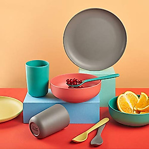 GET FRESH Bamboo Kids Cups Set – 4-pack Reusable Bamboo Cups for Toddlers and Adults – Colorful Bamboo Fiber Drinking Cups for Children – Bamboo Kids Dinnerware Set for Everyday Use