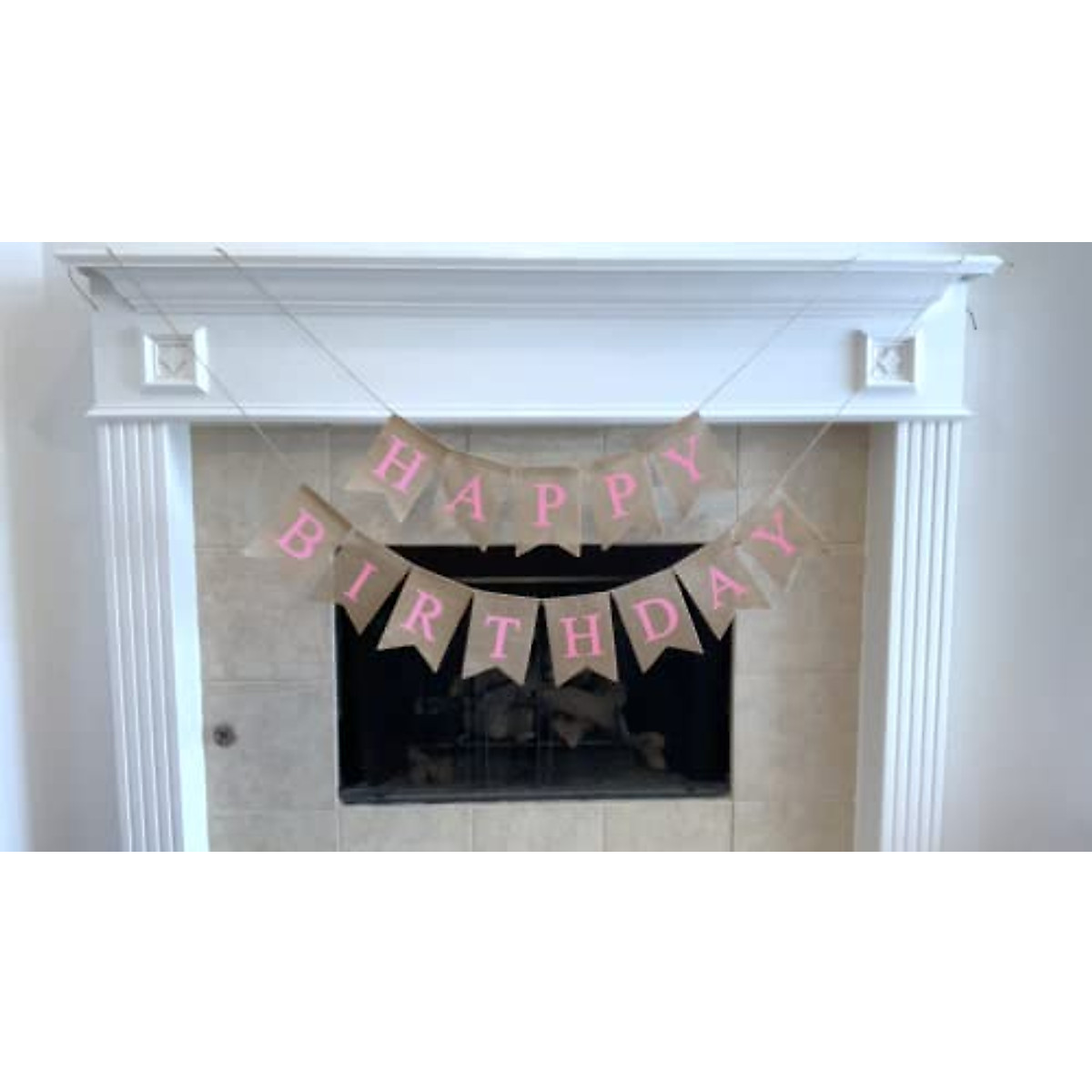 Shimmer Anna Shine Burlap Happy Birthday Banner for Birthday Party Decorations (Pink)