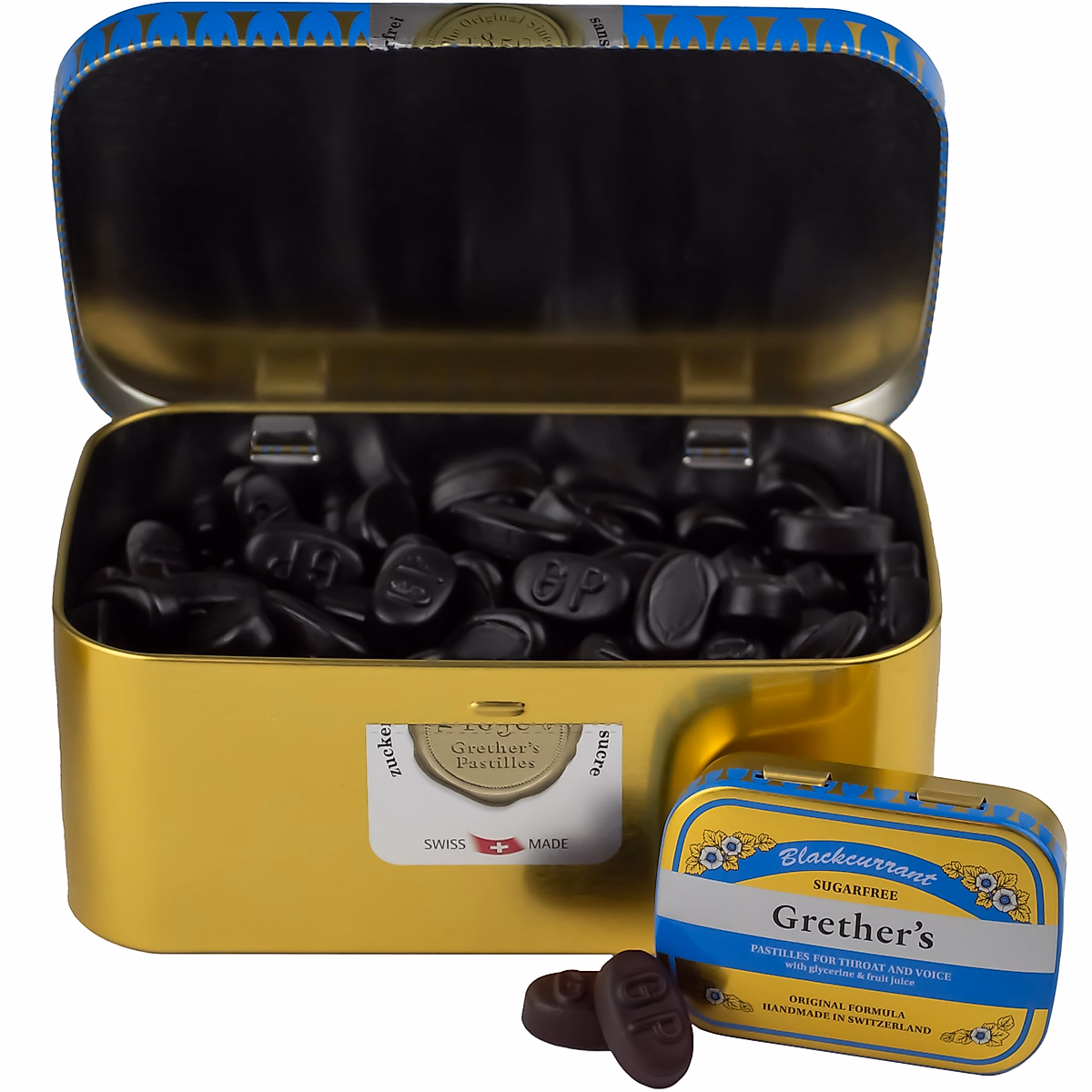 GRETHER'S Sugarfree Blackcurrant Pastilles Natural Remedy for Dry Mouth Relief - Soothing Throat & Healthy Voice - Gift for Singers - Gluten-Free - 1-Pack - 15 oz.