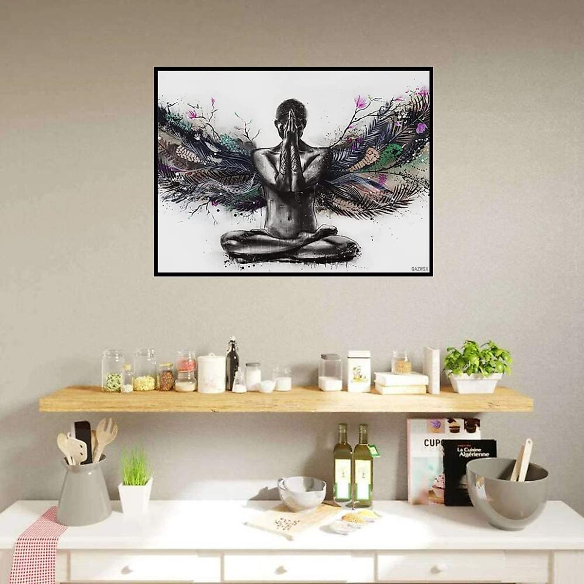 5D DIY African American Diamond Painting Kit for Adult, African American Wall Art Abstract Black Girl with Angel Wings Black Art Gem Art Craft Home Game for Children Kid 30 x 40 cm / 12 x 16 inch