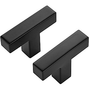 Ravinte 5 Pack Black Square Bar Cabinet Knobs 2 Inch Square Cabinet Pulls Matte Black Single Hole Kitchen Cabinet Handles