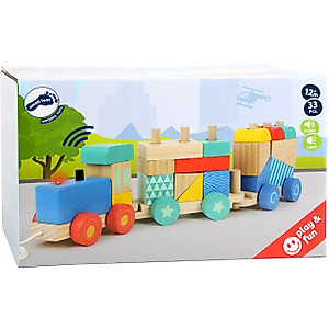 Small Foot Wooden Toys Wooden Train Pull Along and 33 piece Sorting Game designed for children 12+ months