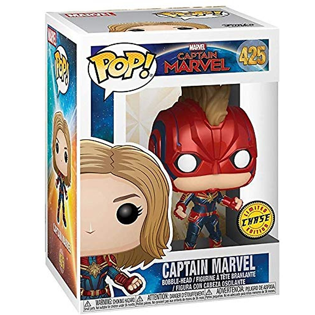 Marvel: Captain Marvel - Masked Captain Marvel Limited Edition Chase Funko Pop! Vinyl Figure (Includes Compatible Pop Box Protector Case)