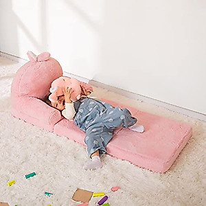 MONKISS Kids Couch Fold Out Soft Toddler Chairs ，Toddler Armrest Chair Bed for Play ，Gift for 0-3 Years