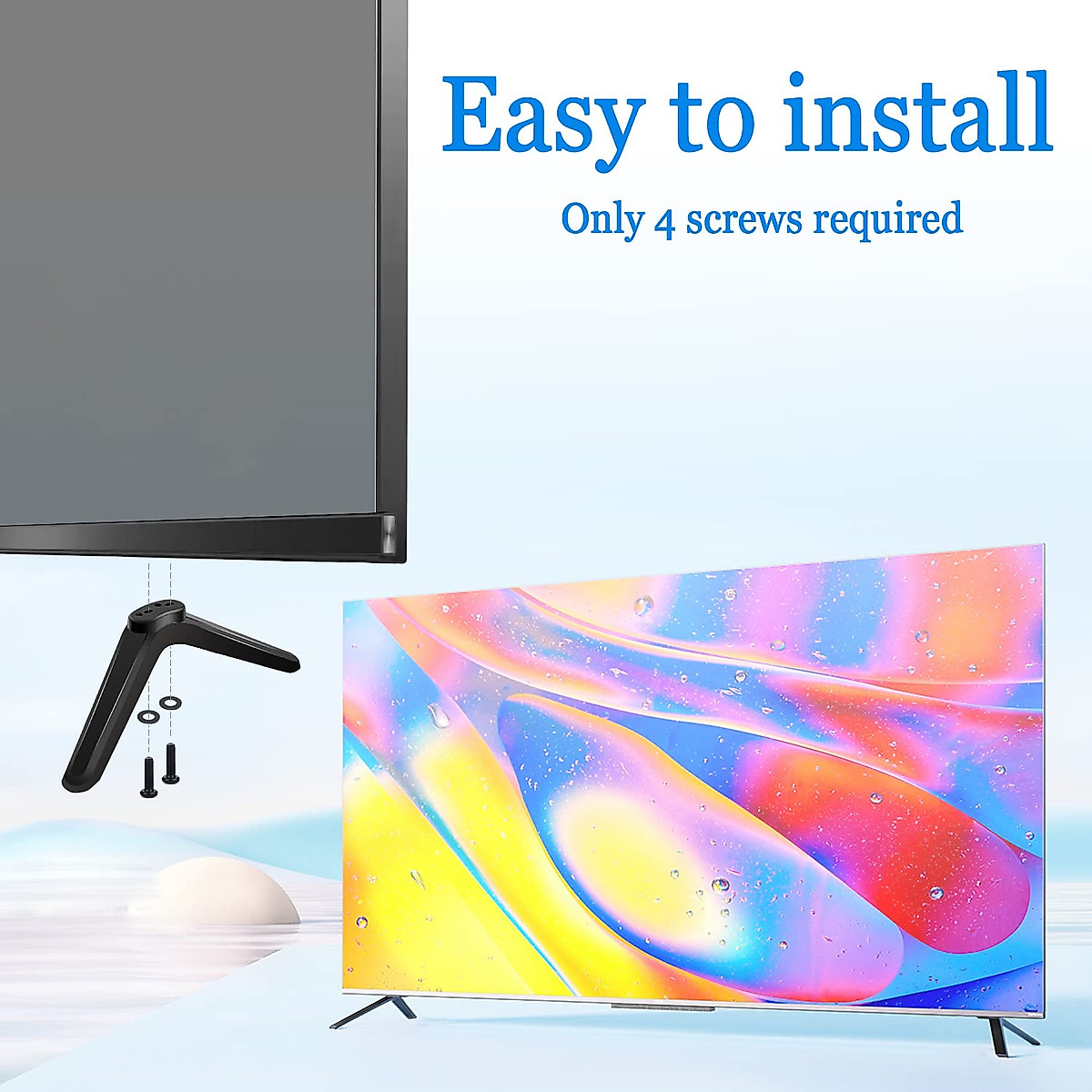 Universal TV Stand Legs,Table Top TV Stand Base Replacement Legs for Most 27 to 55 Inch LCD LED LG Sony VIZIO TCL KONKA TVs, with Cable Management, Hold up to 99lbs - Black