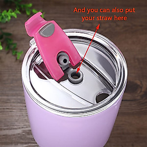 20oz Skinny Tumbler Cups Replacement Lids Compatible with YETI Rambler and More, Spill Proof Covers, Straw Friendly (Double Hole), 4 Count (Pack of 1)…