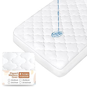 Pack N Play Sheets (4 Sizes), Fit Graco Pack N Play On The Go Playard and Portable Playard, Pack and Play Sheets Fitted Waterproof Protector Cover Soft Quilted