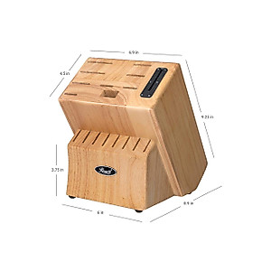 Rosewill 18 Piece Stainless Steel Cutlery Knife Set with Kitchen Shears| Triple Riveted Handles, Full Tang Design with Wood Block and Built-in Sharpener