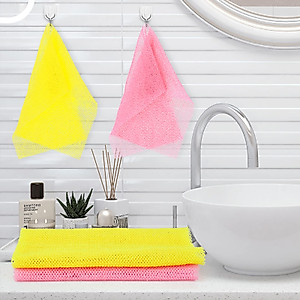 3 Pieces African Net Sponge Long Net Bath Sponge Exfoliating Shower Body Scrubber Back Scrubber Skin Smoother Body Exfoliating Cloth Nylon Bathing Scrubber for Men Women for Daily Use