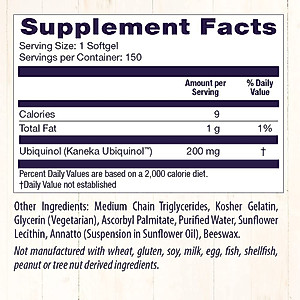 Healthy Origins Ubiquinol (Active form of CoQ10), 200 mg - Activated Form of CoQ10 - Kaneka Ubiquinol Supplements for Heart Health & Antioxidant Support - Gluten-Free & Non-GMO - 150 Softgels