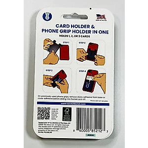 Socket locket card holder, phone grip holder in one (Aqua)