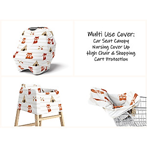 Stretchy Multi Use Cover Car Seat Canopy Woodland Teepee Fox Nursing Cover Shopping Cart Baby Cover