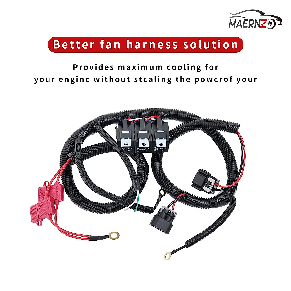 Maernz Dual Electric Fan Wiring Kit Compatible with GM 1999–2006 ECU Control Dual Electric Fan Wiring Harness Kit Replaces# 7L5533A226T 7l5533a226t
