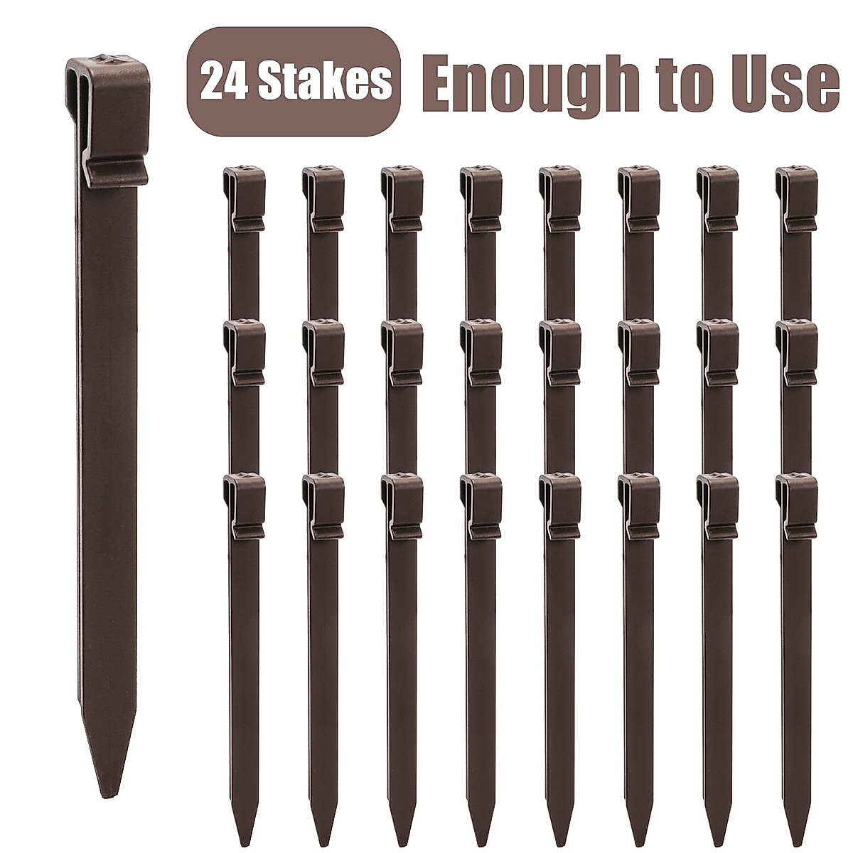 Hacaroa 40 Feet Landscape Edging Coil with 24 Anchoring Stakes, Plastic Terrace Board 4 Inch High, Decorative Grass Barrier Garden Edging Border for Lawn, Fence, Flower Bed, Wood Grain, Brown