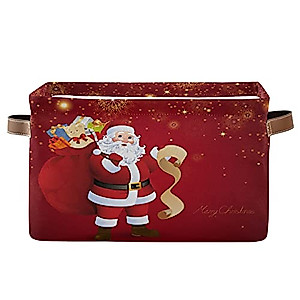 Nander 1PCS Santa Claus Large Storage Basket,Foldable Storage Bin Waterproof Laundry Basket with Handle for Home Closet & Office Christmas Decoration