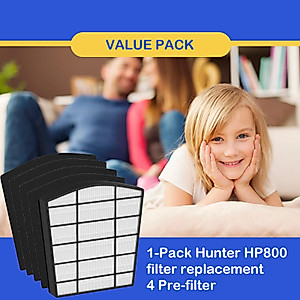Roninby True HEPA Filter Replacement Compatible with LivePure Bali Series LP550TH, LP550THP Multi-Room Whole House Air Cleaner Purifier, Part Number LP550THP, 1 x HEPA Filter & 4 x Carbon Filter