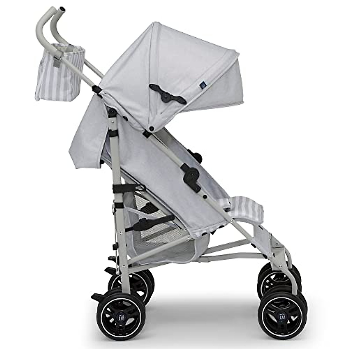 babyGap Classic Stroller - Lightweight Stroller with Recline, Compact Fold & Removable Parent Organizer - Made with Sustainable Materials, Grey Stripes