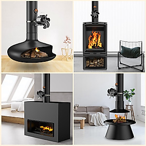 Zgrmbo Wood Stove Fan, 6 Blades Heat Powered Fireplace Fan with Magnetic Thermometer, Upgrade Chimney-Bundled Type Fireplace Fan, Silent Eco Fans for Log Burner Metal Wood Stove Pipe