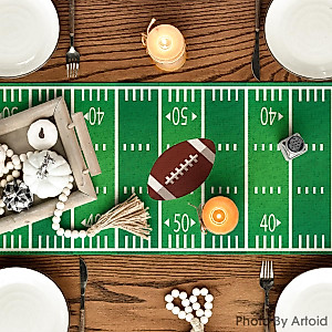 Artoid Mode Touch Down American Football Court Table Runner, Rugby Boy Fall Birthday Party Kitchen Dining Table Decoration for Home Decor 13x72 Inch