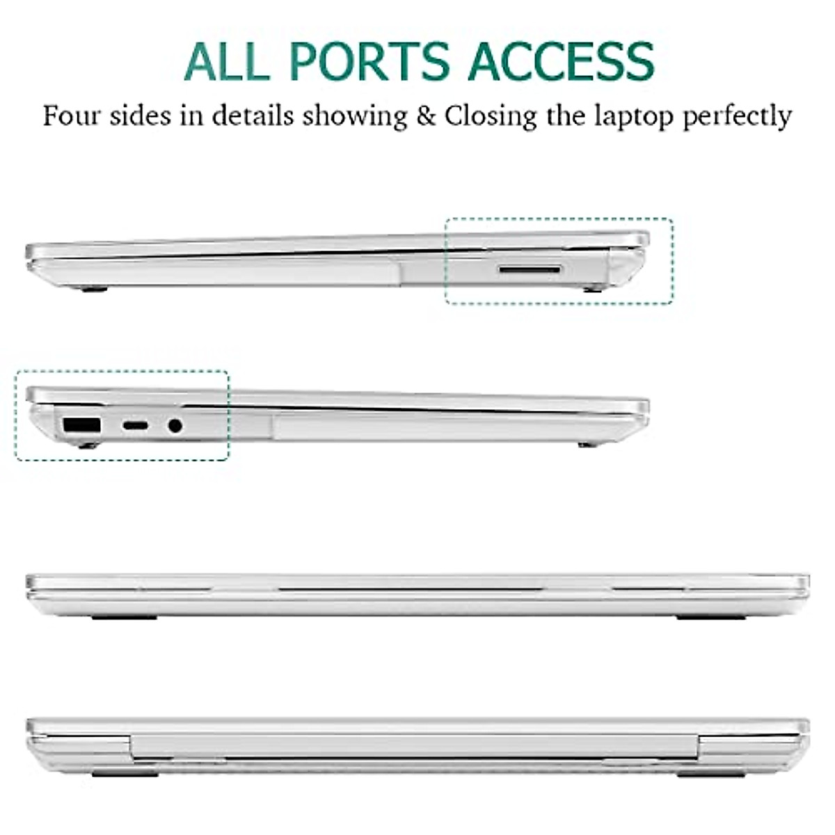 May Chen Case Compatible for 13.5" Microsoft Surface Laptop 5/4/3 with Metal Palm Rest Model 1951/1868, Plastic Hard Shell Case with Screen Protector + Keyboard Cover + Dust Plug, Crystal Clear