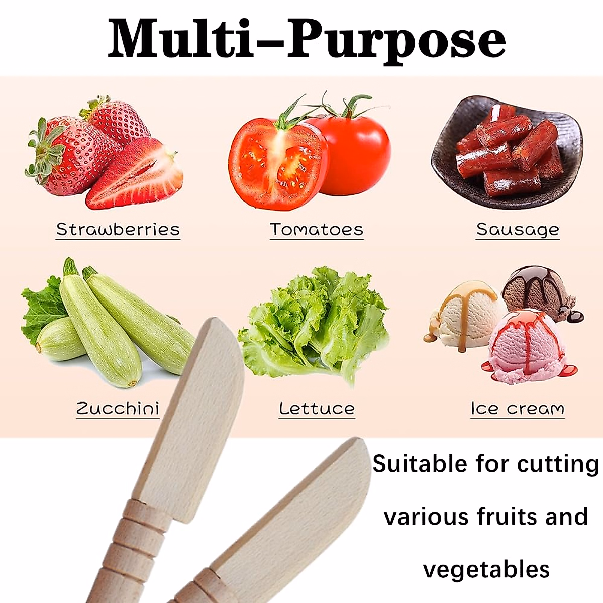 TDGBIH 3 PCS Wooden Kids Knife Safe Toddler Knife Kids Cutting Knife Child Knife Kids Kitchen Tools for Cooking,Children's Safe knives,Cutting Veggies Fruits Salad Cake(For 2-10 Years Old)