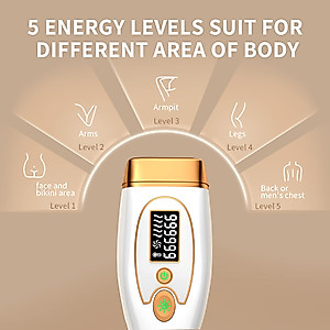 Painless Hair Removal for Women Permanent,at Home Hair Removal Device for Women and Man Facial Armpits Legs Arms Bikini Line Whole Body (Gold-white)
