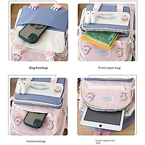 TOAOSET Kawaii Backpack 5Pcs Set Lightweight aesthetic backpack,Teens laptop computer cute backpacks for girls (girls backpack,one size)