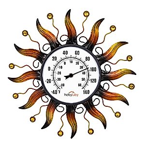 HOBYLUBY 13'' Outdoor Thermometers for Patio, Indoor Outdoor Thermometer Easy to Read, Decorative Outside Thermometer No Battery Require for Garden, Greenhouse, Home Decor