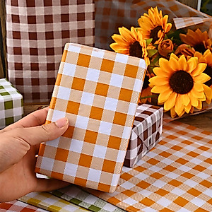 50 Sheets Large Size Autumn Plaid Tissue Bulk, 28 * 20'' Brown Green Yellow Red Orange Buffalo Plaid Gift Wrapping Tissue for Fall Harvest Thanksgiving Day Party DIY Craft