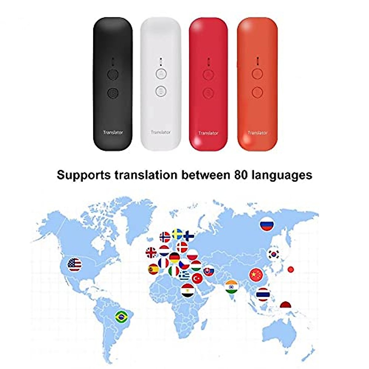 WDSD C-1 5.0 Rechargeable Fast Connection Mini Portable Voice Multi-Language Smart Translator for Overseas Business Meeting (Color : White-Dinosaur Doodle4)