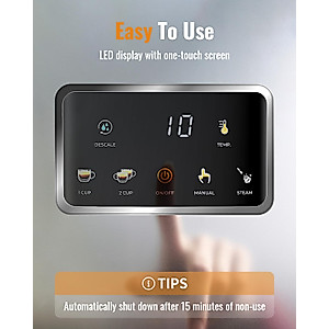 SHARDOR Espresso Machine 20 Bar, Professional Espresso Maker with Milk Frother Steam Wand and Touchscreen, Compact Stainless Steel Coffee Machine with Adjustable Temperature,for Cappuccino, Latte