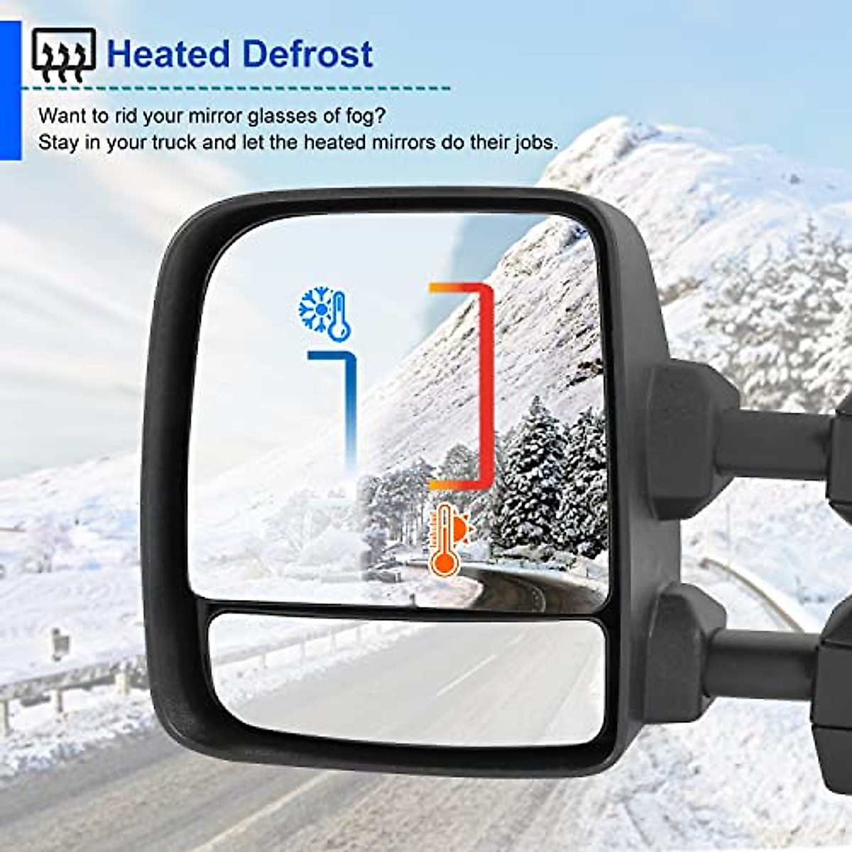 Spec-D Tuning Chrome Power Heated+Blind Spot+Memory Towing Mirror Compatible with 2016-2022 Nissan Titan