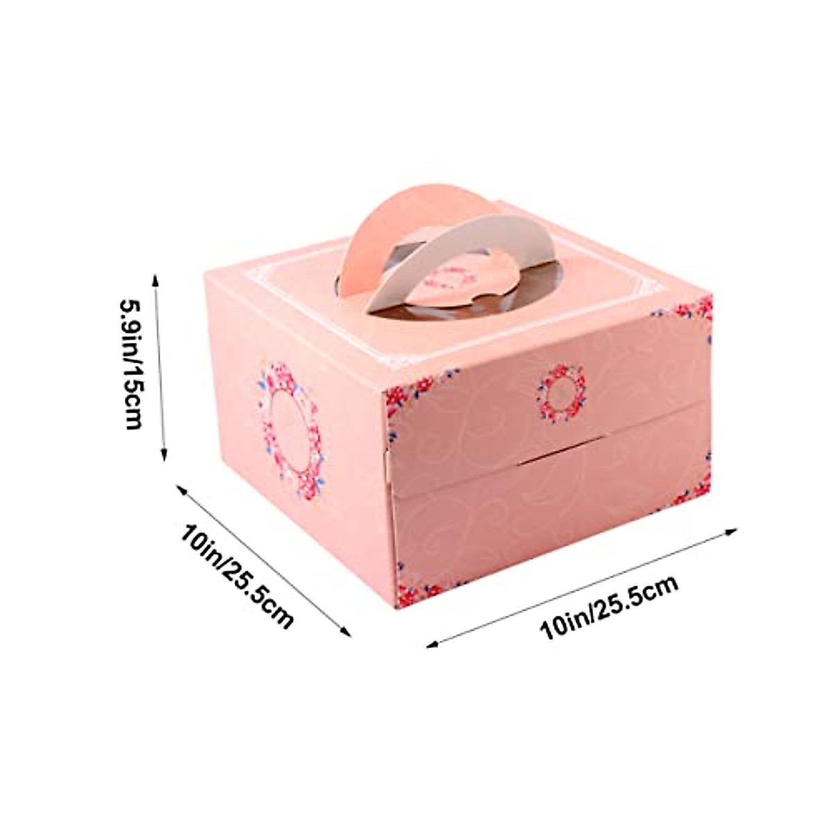 ULTECHNOVO 3pcs Boxes Portable Cake Box Disposable Containers Mini Paper Cups Clear Dessert Containers Paper Cupcake Box Dessert Pie Boxes Cardboard Cupcake Stand Paper Jam Pink Bakery Boxes
