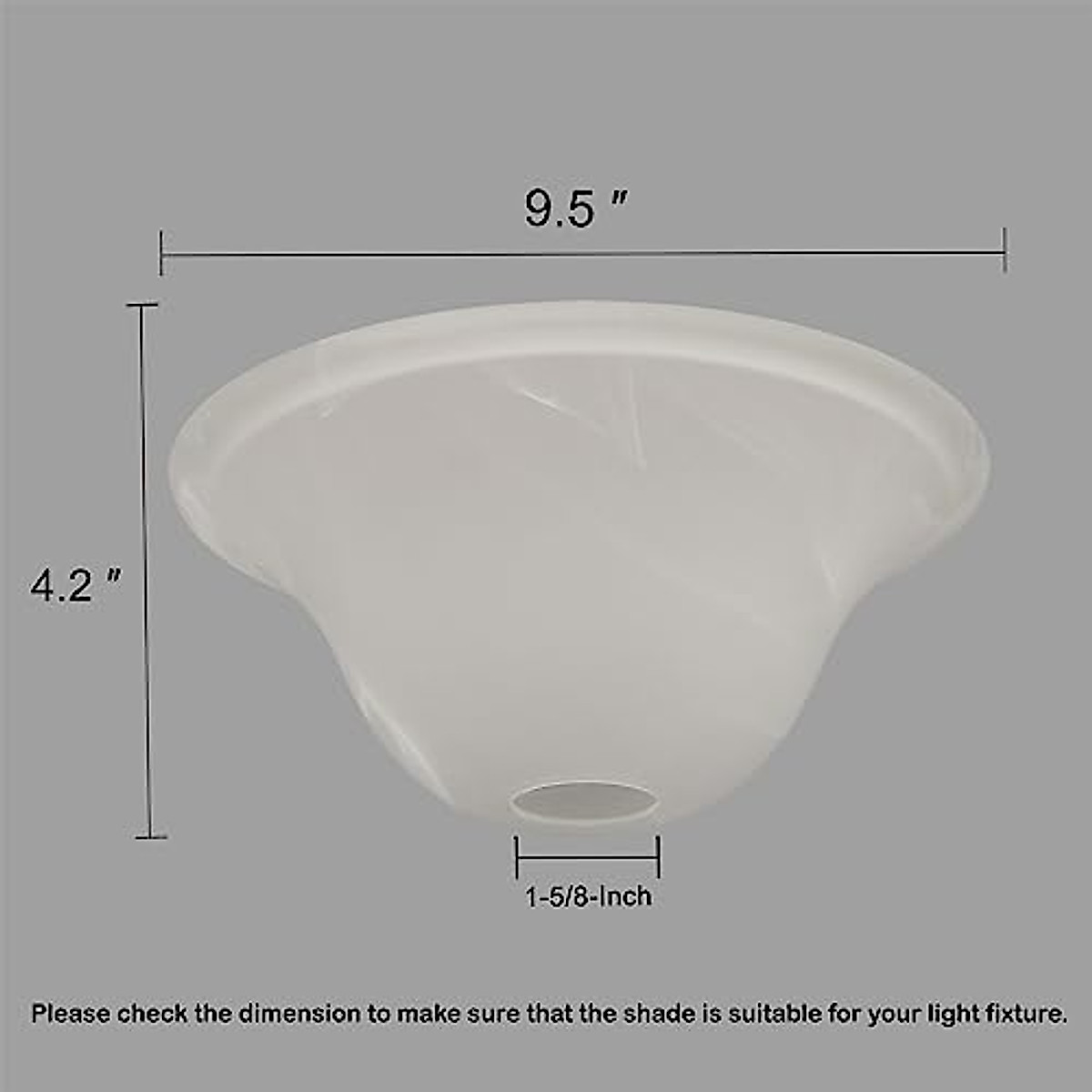 Giluta Small Floor Lamp Glass Shade Replacement Globe -Fitting Opening 1.625" Modern Alabaster Style Light Fixture Shade, Height: 4.13 inch, Width: 9.45 inch. Lipless