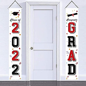 Graduation Party Supplies 2022 Graduation Decorations 2022 Porch Sign Banner Door Decorations 2022 Graduation Banner Black Red Class of 2022 Congrats Grad Door Porch Sign Graduation Party Decorations