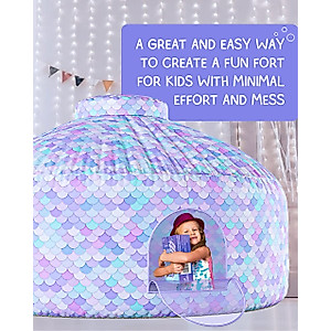 Skywin- Inflatable Tent for Kids (Mermaid) - Inflatable Air Tent Fort for Kids, Inflatable Fort Sets Up and Stores Away in Seconds, (Fan NOT Included) (with Door)