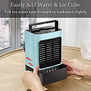 OVPPH Portable Air Conditioner Fan, Personal Air Cooler Desk Fan Mini Space Evaporative Cooler for Room Home Office Dorm (Blue)