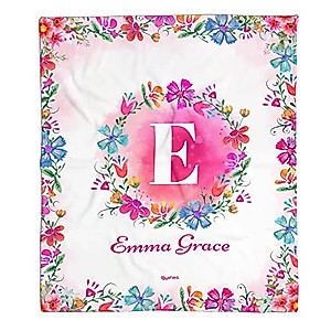 Toyshea Personalized Blankets for Kids Monogram Blanket Customized Cozy Fleece Or Sherpa Initial Blanket with Name On It Custom Birthday Christmas Mothers Day Throws for Baby Girls Girl Toddler Adult