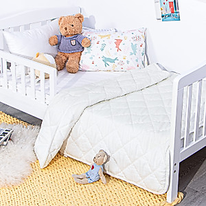 NTBAY Down Alternative Toddler Comforter, Lightweight and Warm Solid Color Baby Crib Quilted Blanket, 39x47 inches, White