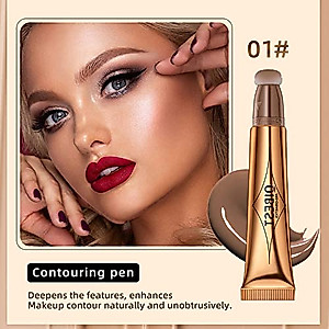 MEICOLY Contour Beauty Wand,Liquid Highlighter Stick Bronzer Cream with Applicator,Long Lasting Silky Smooth Blendable Contour Highlighter Wand,Cruelty Free,Contour +Highlighter, 2PCS