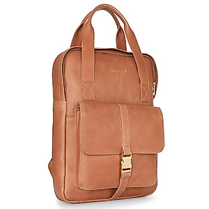 Pelle Luxur Women Leather Zipper Closure Travel Backpack for Laptop Handbag Purse