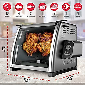 Ronco 5500 Series Rotisserie Oven, Stainless Steel Countertop Rotisserie Oven, 3 Cooking Functions: Rotisserie, Sear and No Heat Rotation, 15-Pound Capacity