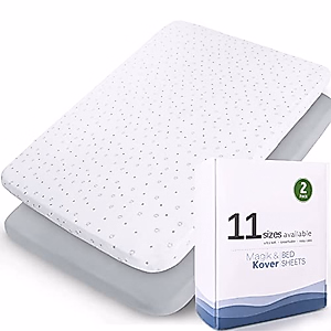 Pack and Play Sheets, Fit for ADOVEL, Pamo Babe, Baby Trend, Graco, Dream On Me and Mini Portable Crib Mattress Cover, Playpen Playard Sheets, Ultra Soft & Super Stretchy, 25" x 36"