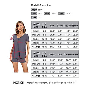 WiWi Bamboo Viscose Pajamas for Women Soft Summer Pajama Short Sets Ruffle Seams Sleepwear Comfy Pleated Pj Set S-XXL, Black, X-Large