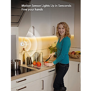 MATICOD Motion Sensor Light Indoor Under Bed Lights Under Cabinet Lights, Motion Activated Led Light Strip for Bedroom,Warm White LED Closet Lights Motion Sensored Under Cabinet Lighting NO APP