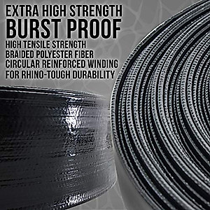 U.S. Pool Supply Black Rhino 2" x 100' Pool Backwash Hose with Hose Clamp - Extra Heavy Duty Superior Strength, Thick 1.2mm (47 mils) - Weather Burst Resistant - Drain Clean Swimming Pools and Filters