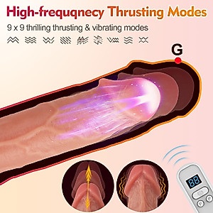Thrusting Dildos Vibrator Sex Toys - Realistic Silicone Suction Cup Penis G-spot Vaginal Anal Dildos with 9 Modes, APP Remote Control Female Sex Stimulator, Adult Sex Toys & Games for Women Couples