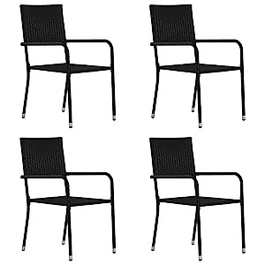 YUHI-HQYD 5 Piece Patio Dining Set,Conversation Furniture,Afternoon Tea Suit,Party Furniture,Perfect for Patio, Garden, Porch,Family Room,Sitting Area,Poly Rattan Black