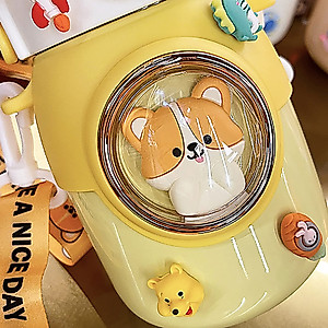 NCDUANSAN 700ML Kawaii Insulated Water Cup 316 Stainless Steel Cute Girl Outdoor Bottle Portable Straw Drinking Bottle (Purple)