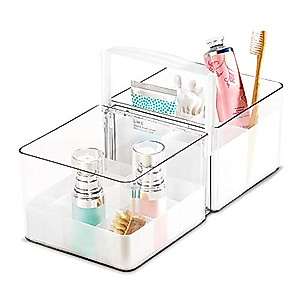 madesmart Portable Tote with Dividers-Stack Collection Stackable & BPA-Free, Medium, Frost